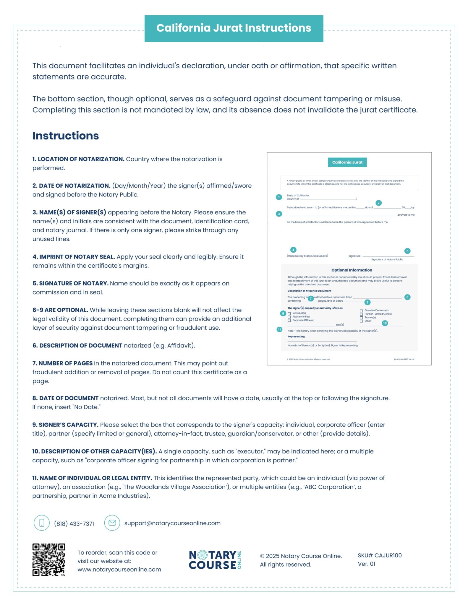 California Jurat Certificates - 100 sheets | Notary Course Online